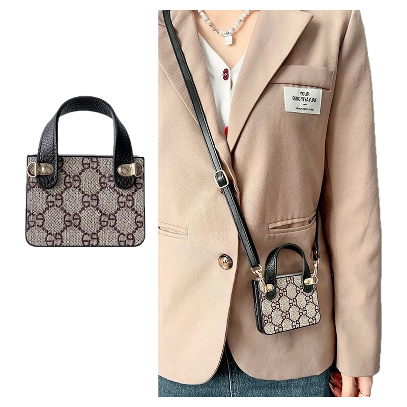 适用华为Pura X手机壳折叠屏新款pocket2棕色G菱形高级感保护套purax典藏版轻薄全包个性手提绳防摔时尚外壳