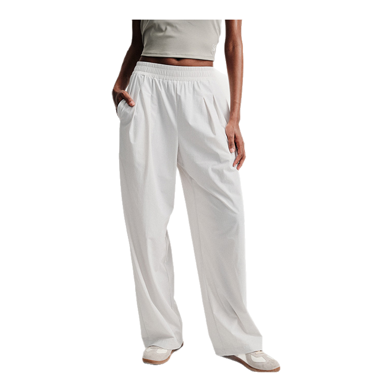 Feefee 自由永存 薄款透氣打褶寬鬆冰感防曬運動長褲休閒直筒褲女