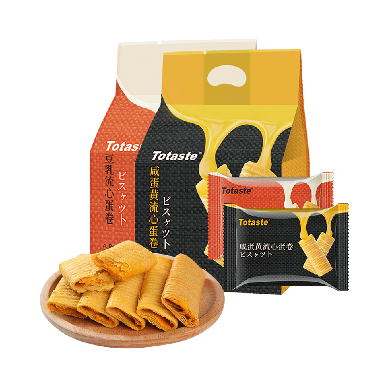 土斯Totaste咸蛋黄流心蛋卷饼干食品咸蛋黄豆乳流心178g*2包零食-Taobao Singapore