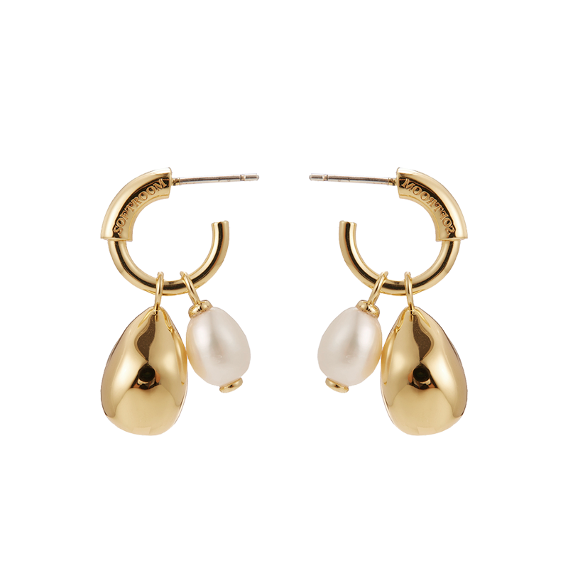 SOFTROOM天然珍珠海滴素圈耳環多戴法韓系極簡配飾小眾原創設計