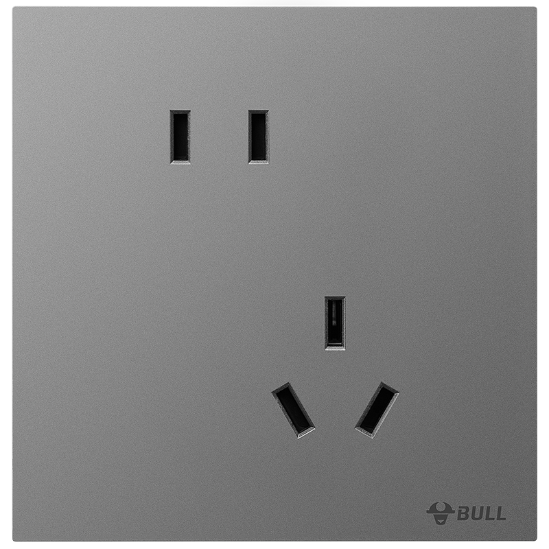 公牛蝶翼超薄G57开关插座五孔插座16a面板86型usb暗装家用远山灰