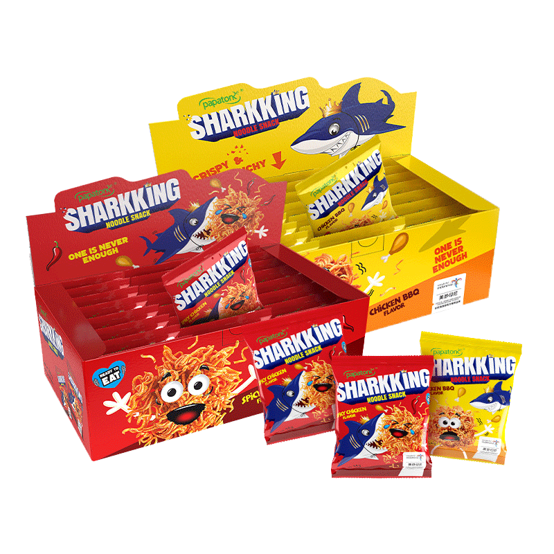 啪啪通鲨鱼干脆面印尼进口网红方便小干吃面鸡肉味面香辣烧烤