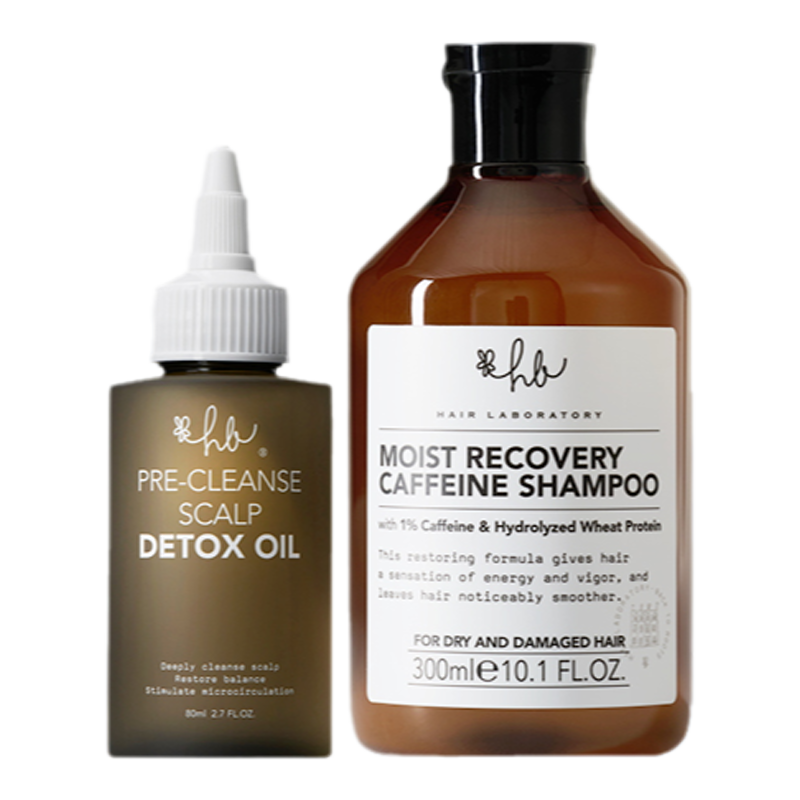 英国 HL 1%咖啡因强韧防断发洗发水+头皮净化焕活精油 丰盈组合
