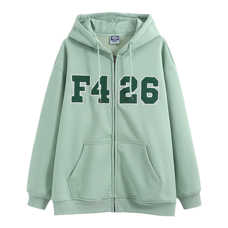 【F426官方店】国潮牌情侣宽松4色大LOGO贴布开衫卫衣外套2022款