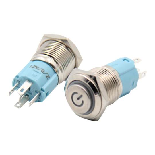 16mm Power Metal Button Switch High Head Self-locking Miniature ...