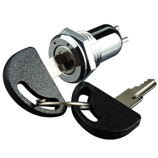 Key Switch 16mm 1 Normally Open 2 Pins 45 Degree Power Switch with Lock ...