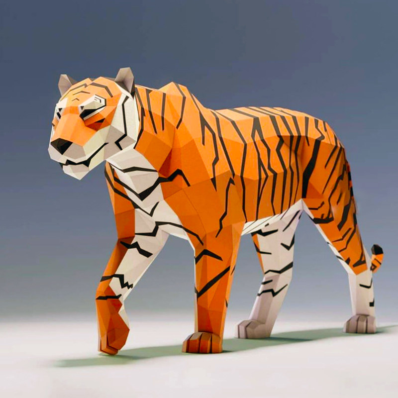 136cm e-sports tiger paper model! ai-painted design transformed into a ...