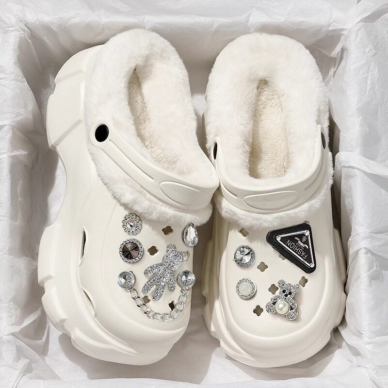 🔥 Winter essential! 8.0cm platform fleece-lined clogs for women ...