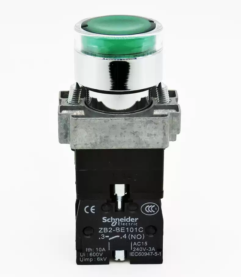 施耐德带灯按钮开关 XB2-BW33B1C 24V复位开关 ZB2-BWB系列