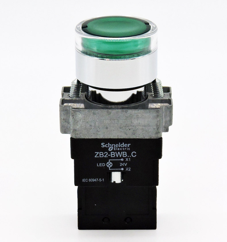 施耐德带灯按钮开关 XB2-BW33B1C 24V复位开关 ZB2-BWB系列