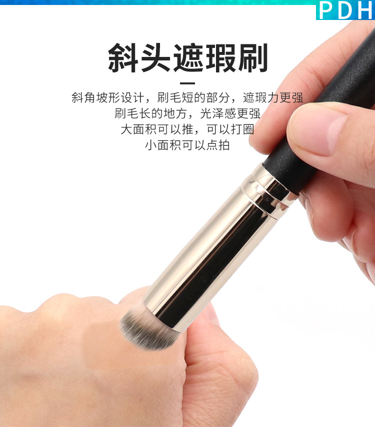 Slanted concealer brush to cover acne marks, spots, dark circles, tear ...