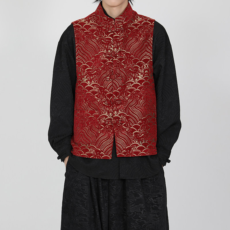 🍂 Autum chinese style men's improved han dynasty tang suit vest | Retro ...