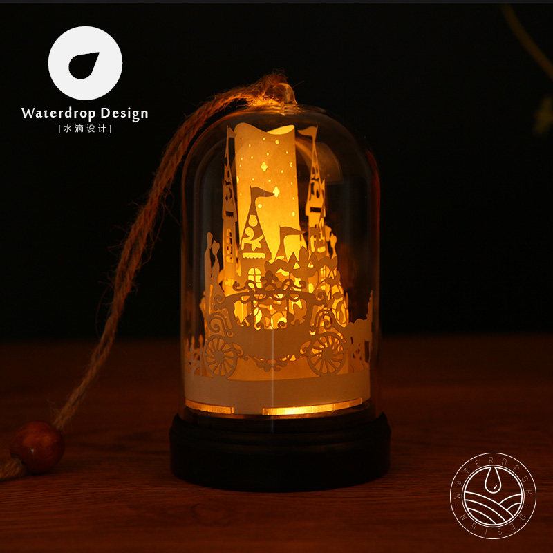 Pocket light and shadow paper carving lamp carriage paper-cut 3diy ...