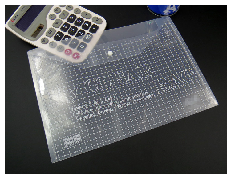 Transparent A4 button Bag A4 Press Buckle Bag A4 File Bag Archive Bag 16C Kit briefcase