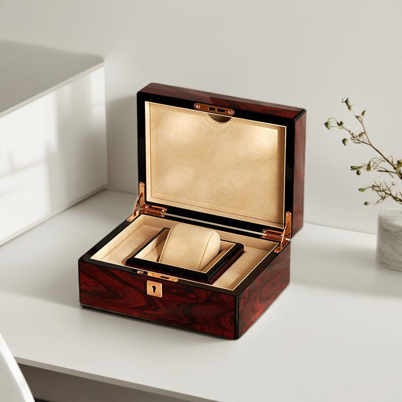 25-year bestseller: premium glossy watch box | burgundy lacquered ...