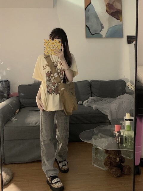 Guo Chao Niche Design Rose Cotton Short Sleeve T -shirt Summer Loose ...