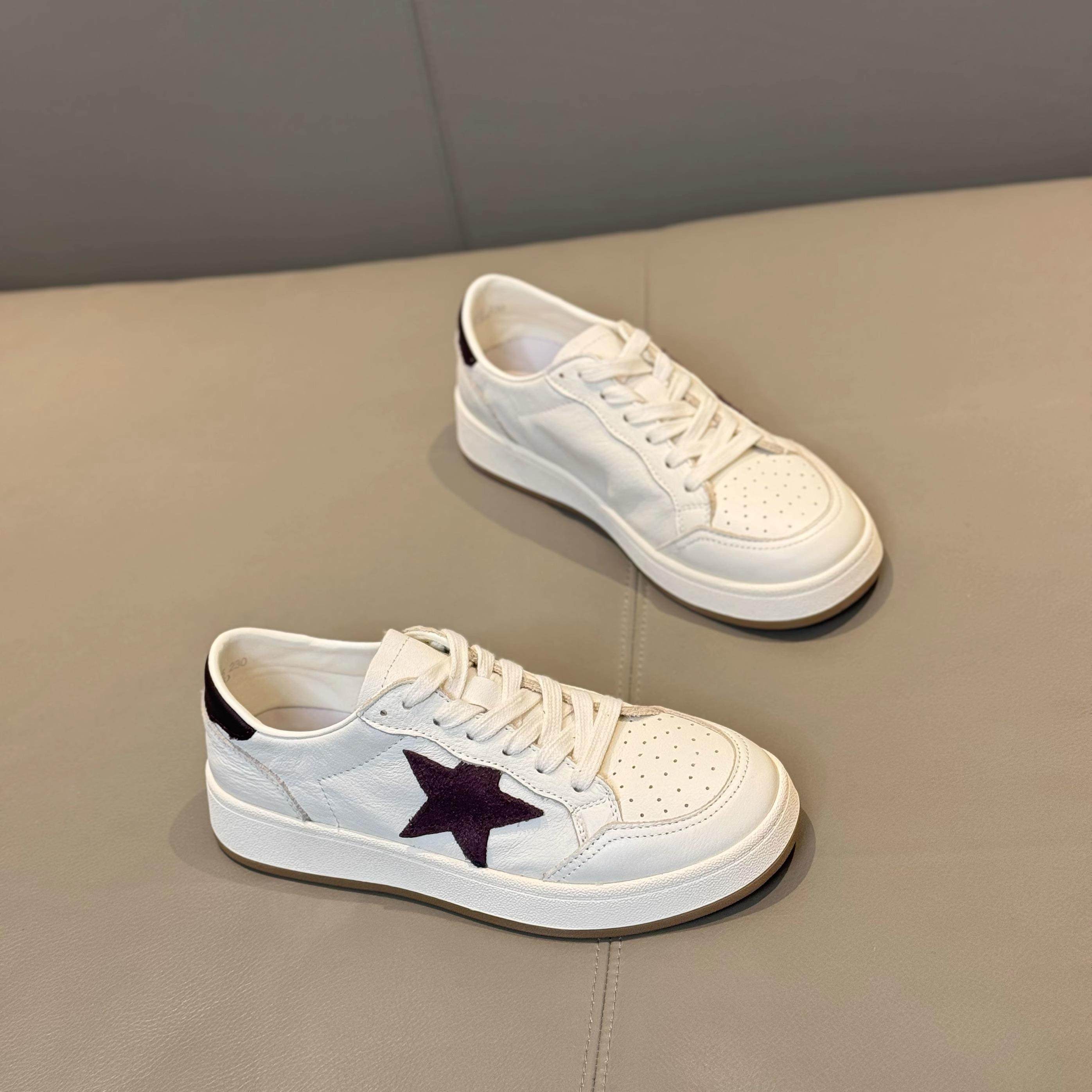 🌟BASIUM吻朵意大利定制真皮星星小白鞋：2025春季新款，让你成为街头焦点！-休闲板鞋-淘宝好物网