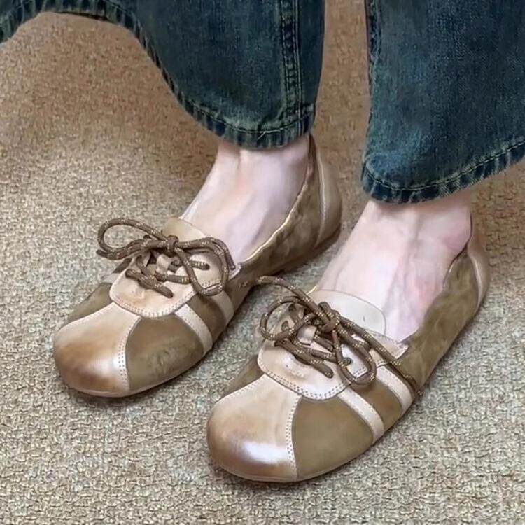 Basium kiss retro color rubbed ballet flats 2025 new arrival: slip on ...