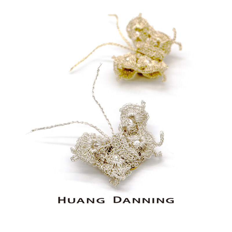 HUANG DANNING【Alice的仙境花园】法式钩针胸针，金银色蝴蝶蜻蜓，让你成为派对焦点！-胸针-淘宝好物网
