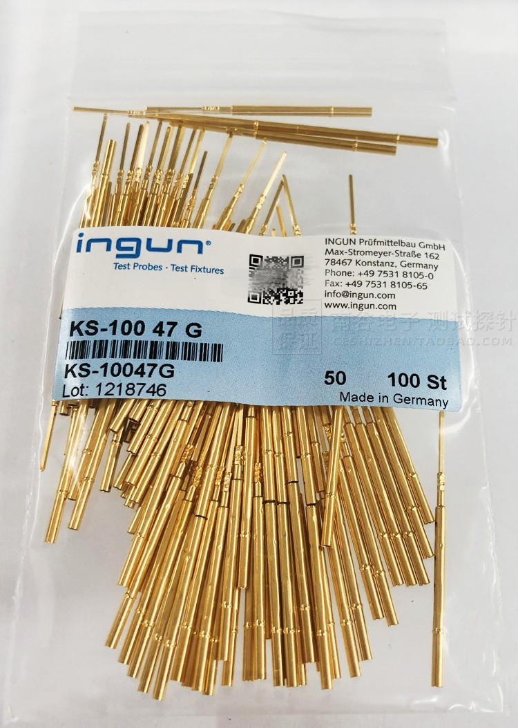 德国原装正品 KS-100 47G 12/30G/35G ingun 1.7MM英钢测试探针套