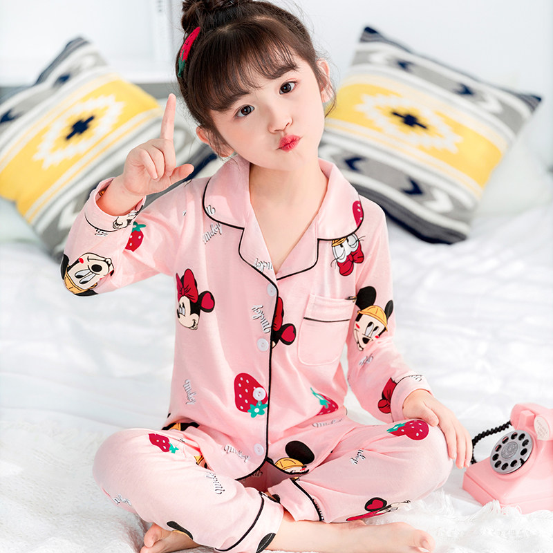 Children's pajamas spring and autumn cotton 2022 spring boy girl set ...