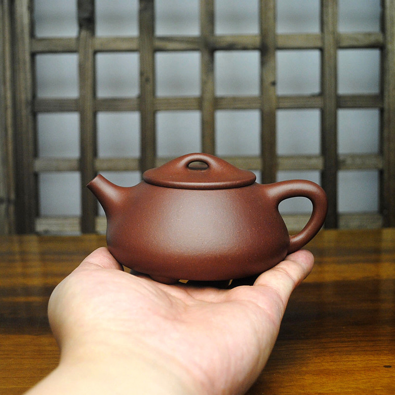 Yixing pure handmade purple sand pot Original mine bottom groove ...