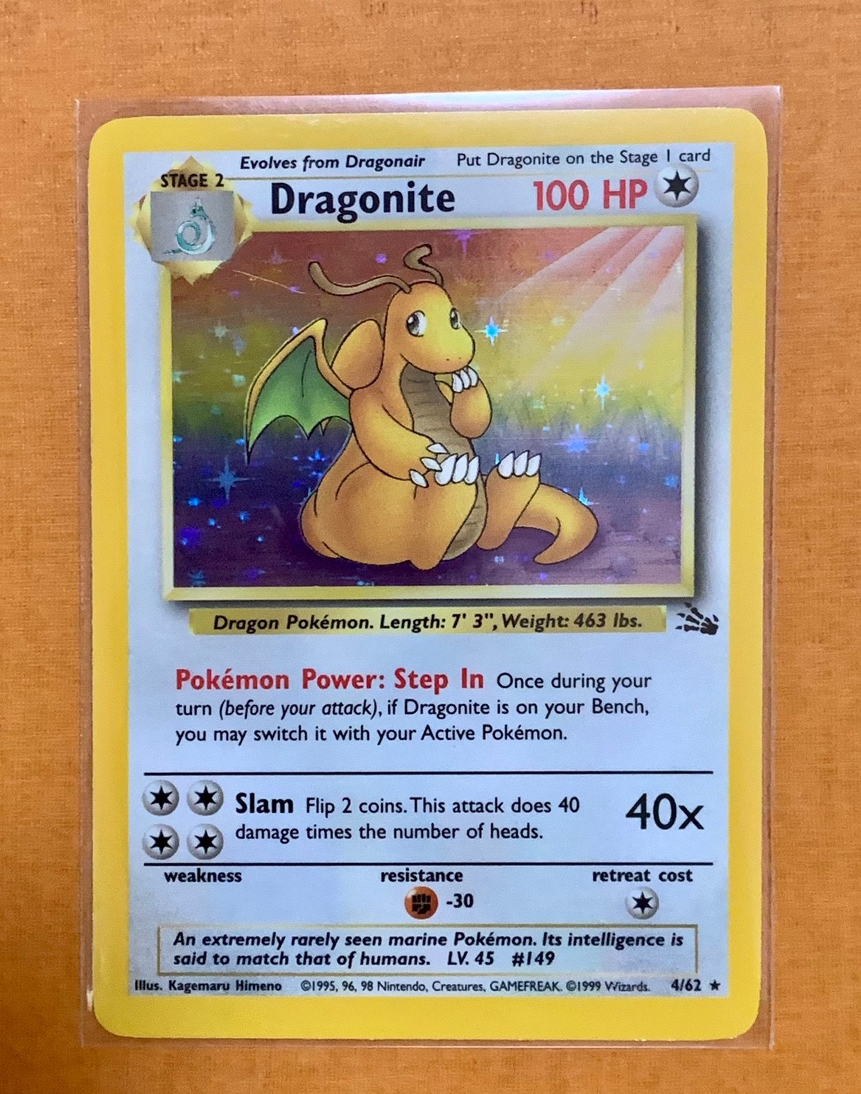 PTCG 快龙初代闪卡 Pokémon Dragonite 149 美版英文收藏卡牌