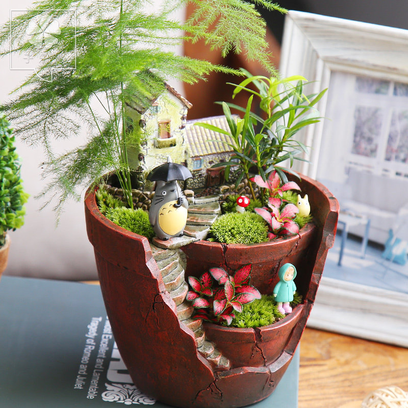 Zilewan micro-landscape mini potted plant Cute moss micro-landscape ...