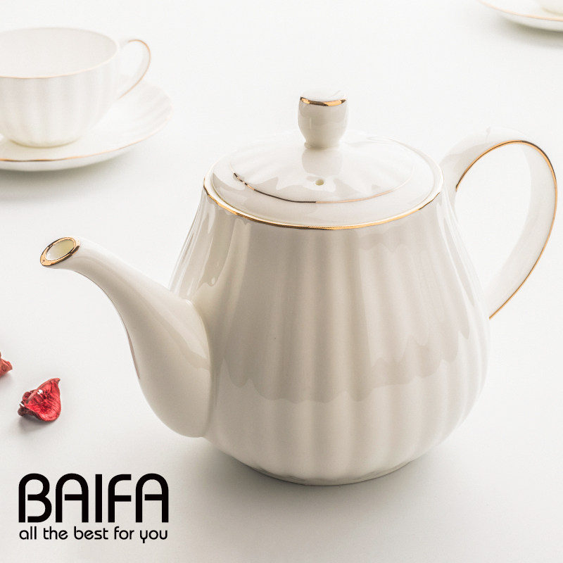 🌟 European-style gold-painted bone china creative coffee pot will make ...