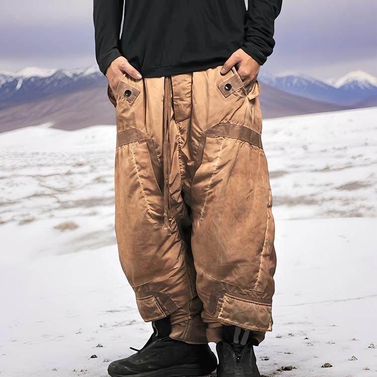 CHAUNK先锋沙丘废土风机能多袋扎染宽松直筒羽绒保暖滑雪羽绒裤，男生冬季时尚保暖神器！-羽绒裤-淘宝好物网