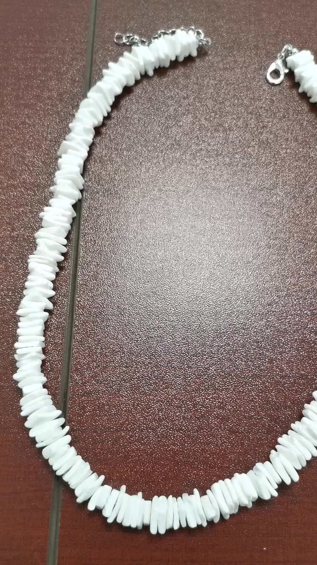 White Hawaiian Beach Party Puka Sea Shell Necklace Surfer Choker ...