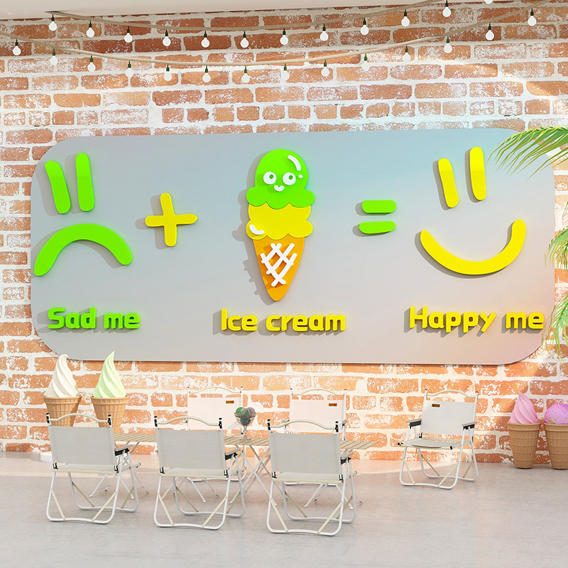 Trendy Ice Cream Shop Wall Decoration Bar Counter Stickers Cold Drinks ...