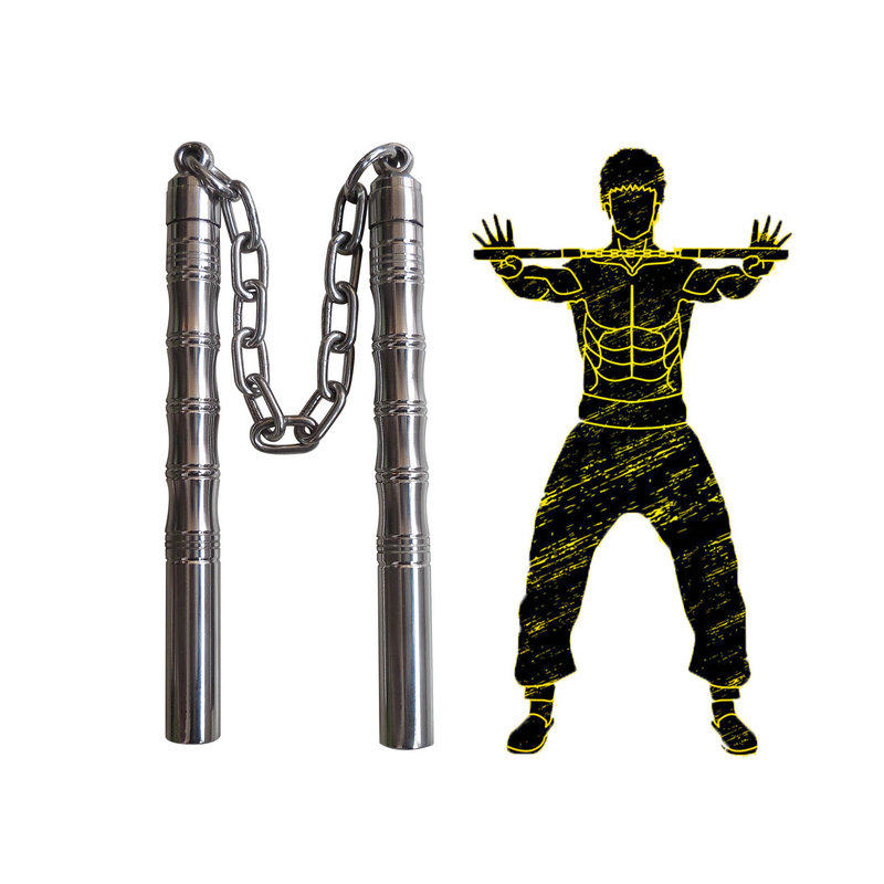 Solid stainless steel sleeve whip, combat nunchaku, three-section whip ...