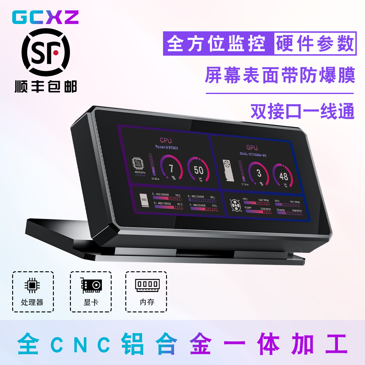 25年最新！GCXZ火神款3.39寸桌面副屏评测：机箱监控神器+实用工具全解析-便携显示器-淘宝好物网