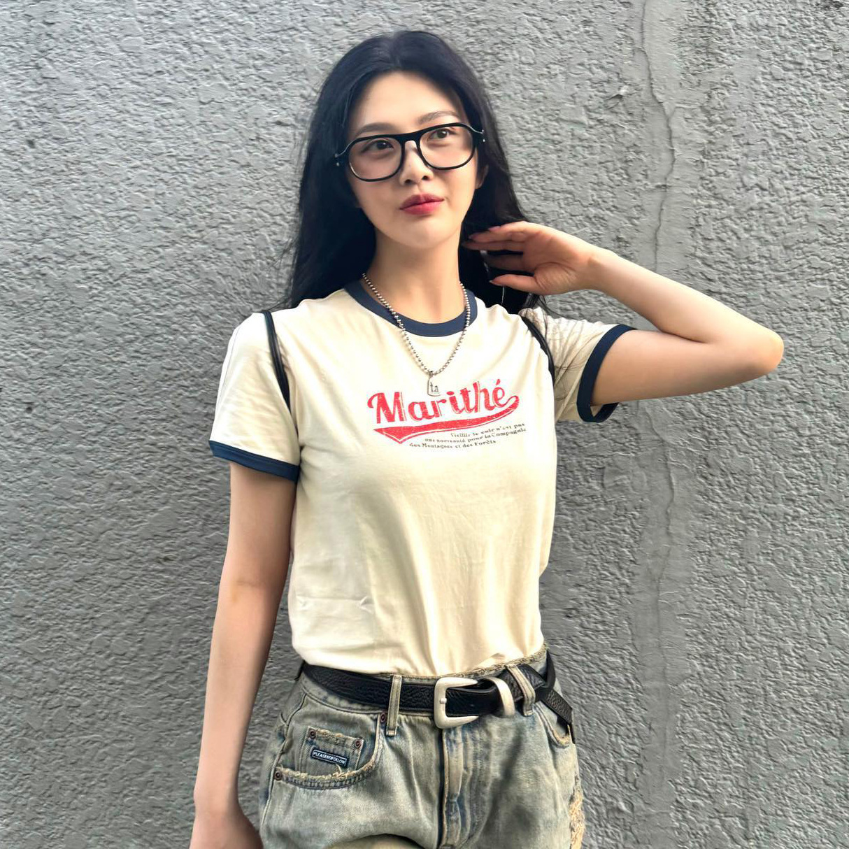 韓國24夏季新款經典圓領撞色T恤字母印花女士棉質短袖T復古百搭T-Taobao