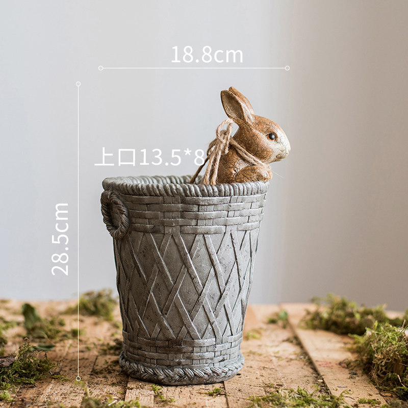 [USD 58.44] Covered resin rabbit flower pot decorative pendulum is used ...