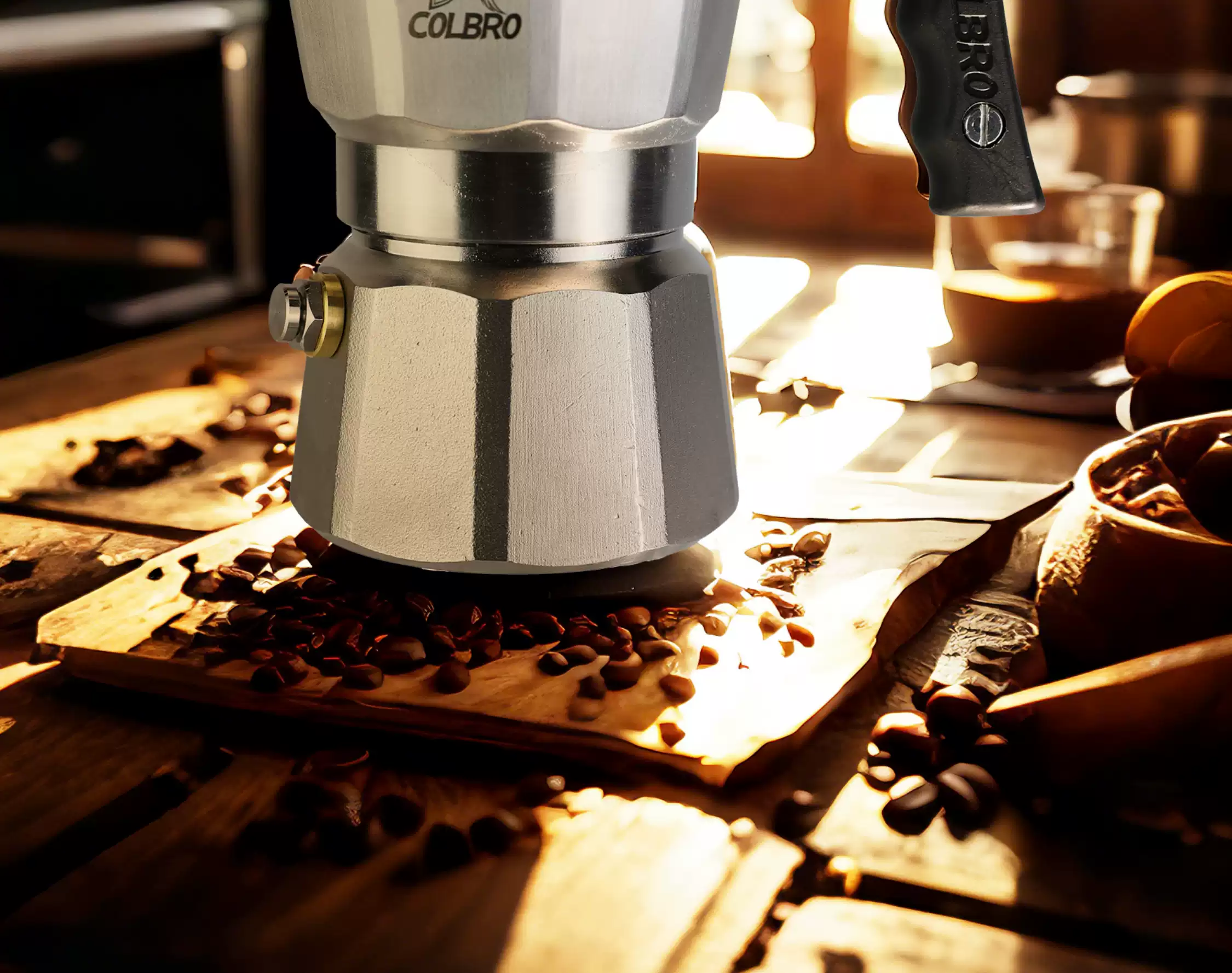 纯不锈钢摩卡壶Colbro科布罗品牌露营三双阀煮咖啡壶可携式手冲机