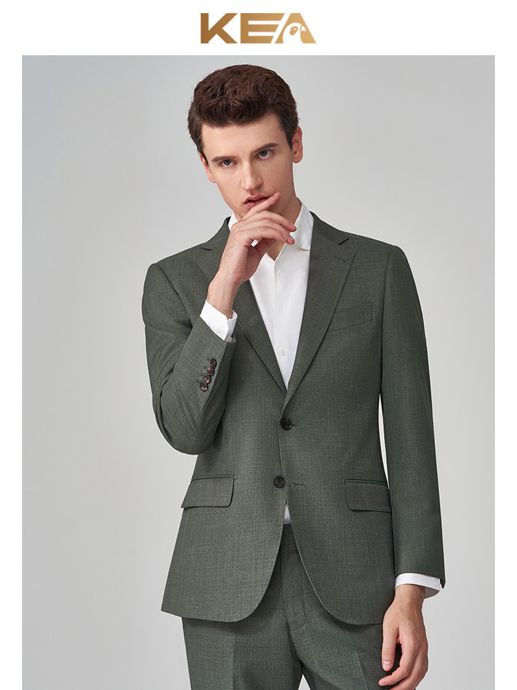 [USD 209.59] Kea Men's Suit Italian Fruit Green Texture Business Casual Horn Button Suit Slim ...