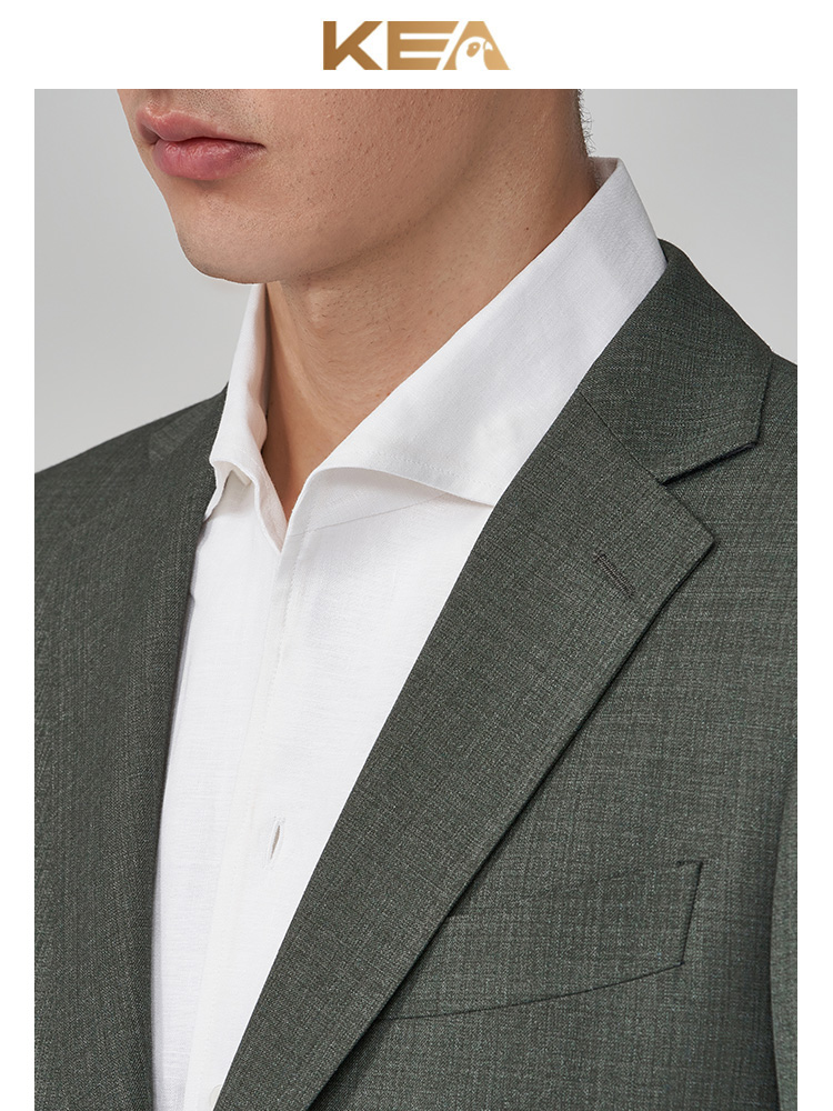 [USD 209.59] Kea Men's Suit Italian Fruit Green Texture Business Casual Horn Button Suit Slim ...