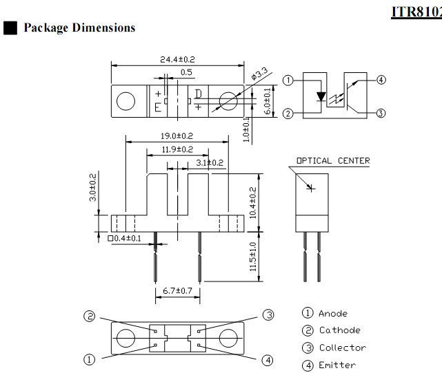 ITR-8102槽宽3.1mm双边带固定孔位 踏步机传感器 智能储物柜开关-阿里巴巴
