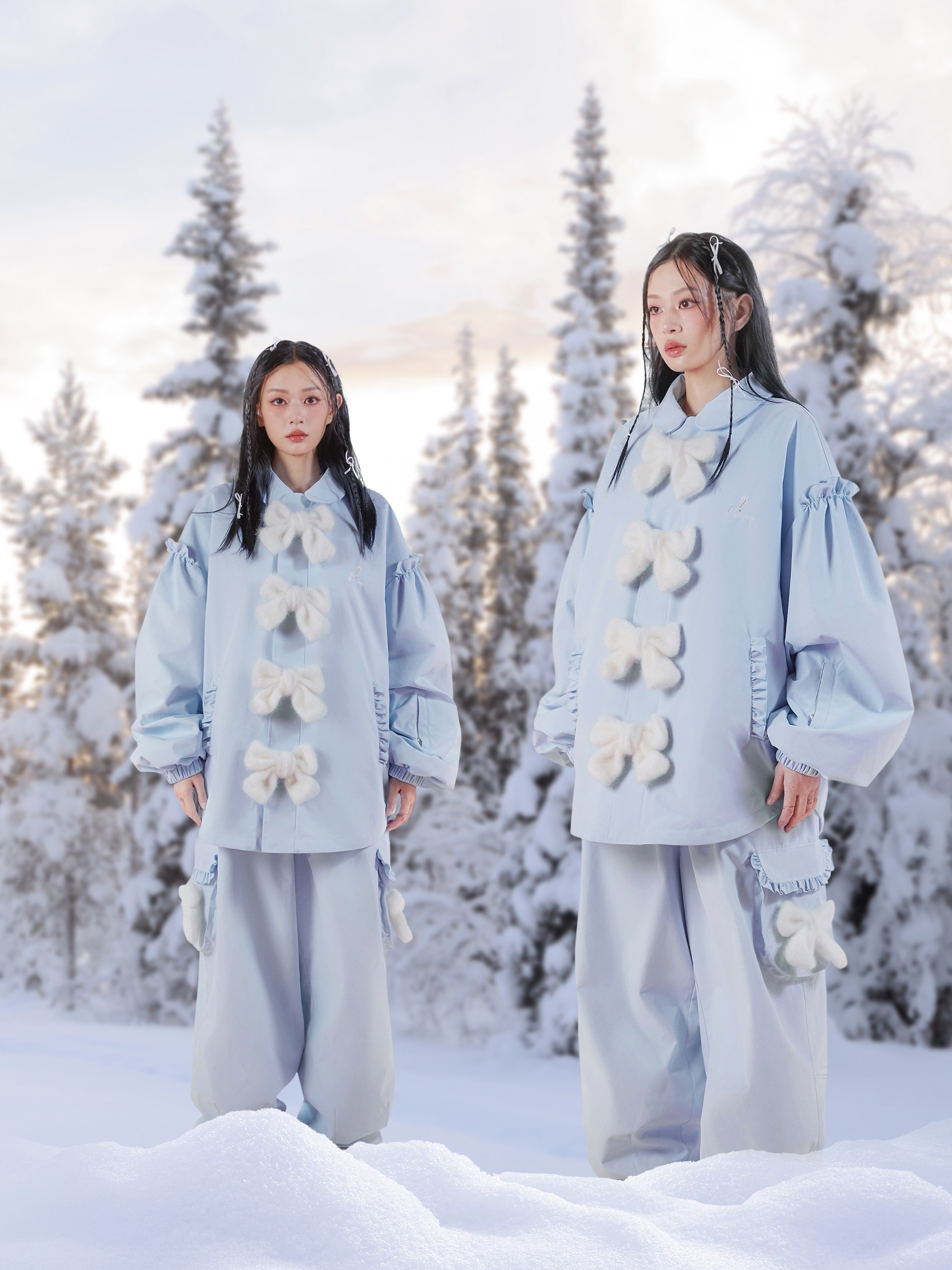 25年必买！LMDSNOW浅蓝蝴蝶结滑雪服套装｜baby蓝太治愈了-滑雪衣裤套装-淘宝好物网