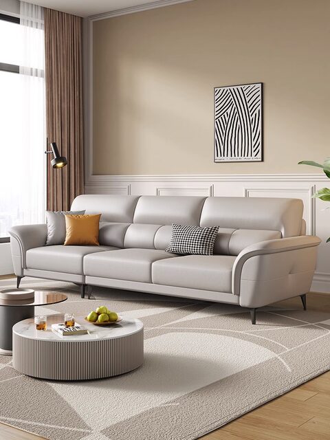 Gu Fei Italian light luxury minimalist leather sofa head layer cowhide ...
