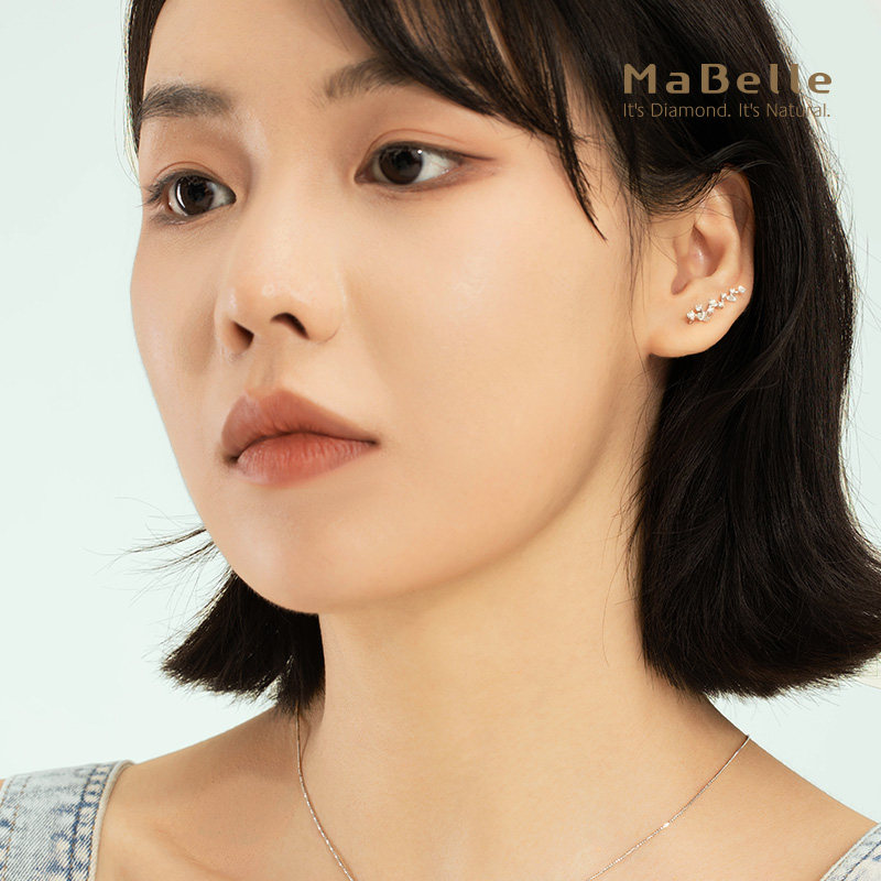 【TM】MaBelle/玛贝尔18K白金繁花点点弧形单边钻石耳钉：让你成为派对焦点的秘密武器！ -耳饰-淘宝好物网