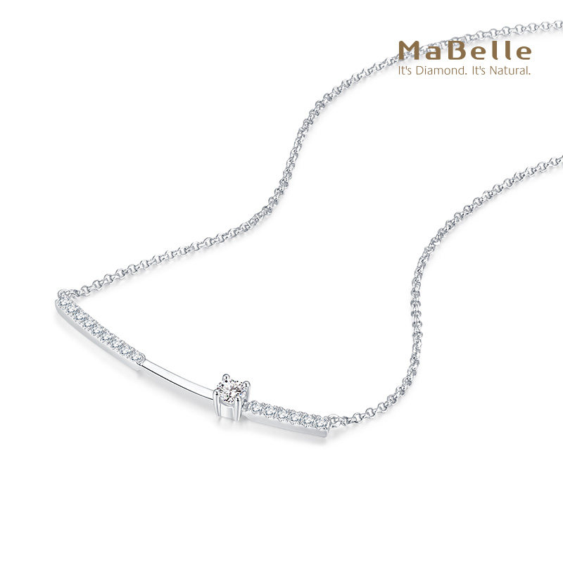 MaBelle玛贝尔18K白金钻石项链：简约奢华，让你成为焦点的必备单品！-颈饰-淘宝好物网