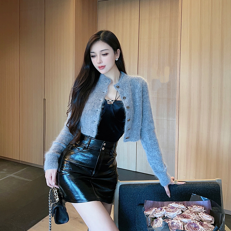 王玖玖黑色高腰PU皮裙设计感包臀气质百搭显瘦短裙半身裙女-Taobao