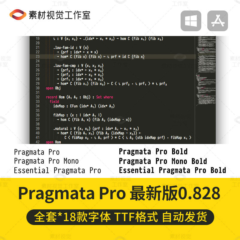 Pragmatapro 全套18款等宽字体 编程字体 程序员字体 码农字体-Taobao