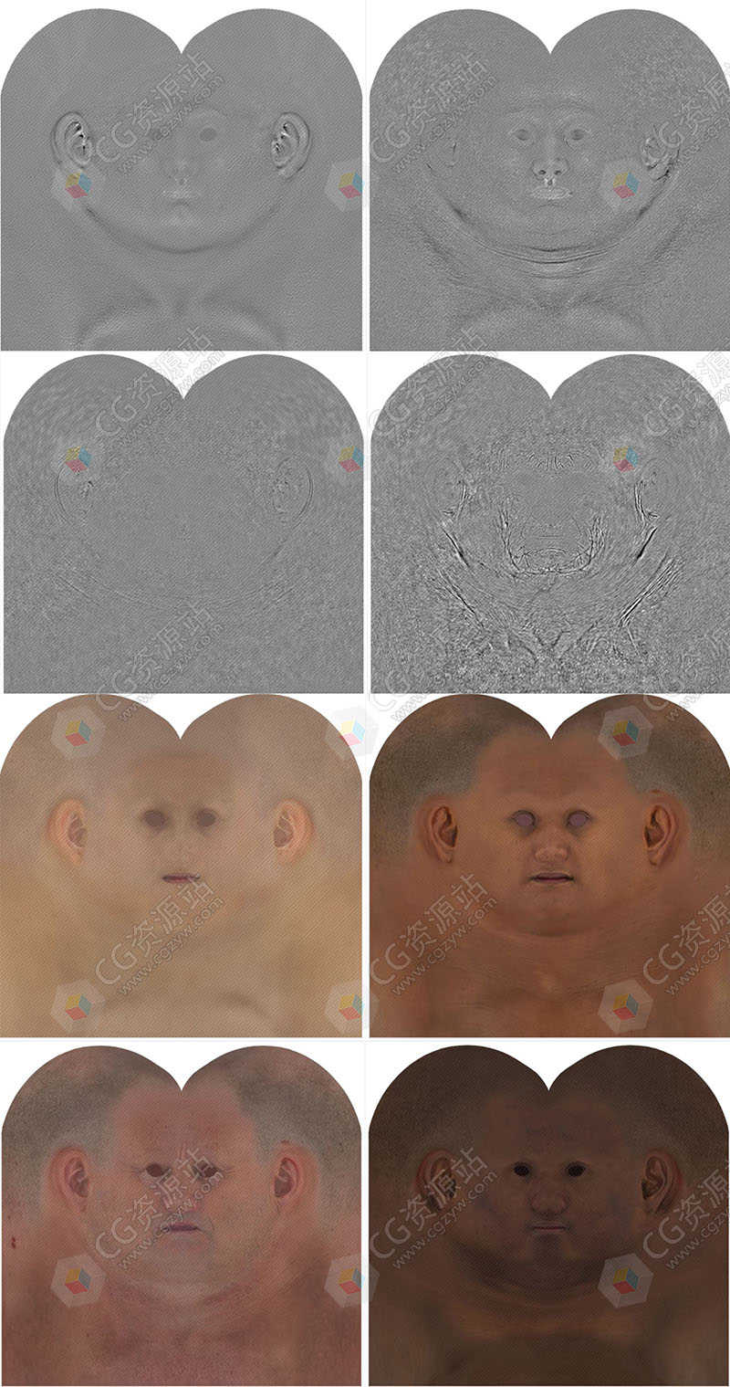 16组高清男性女性皮肤置换纹理贴图包 | vfxcamp素材
