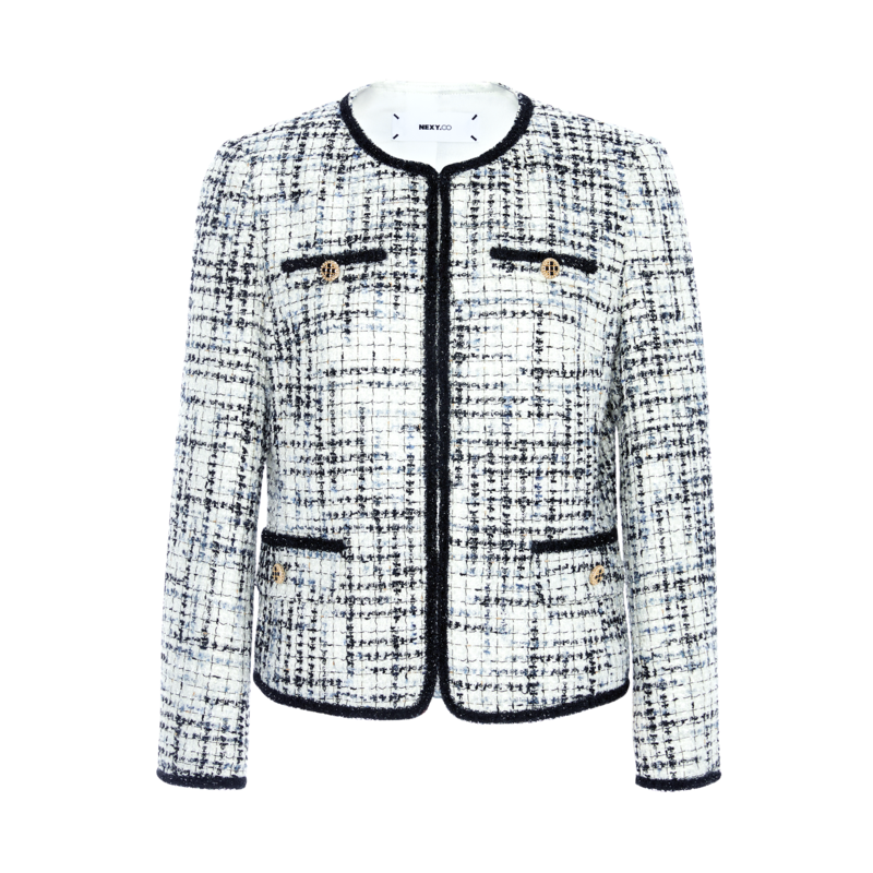 NEXY.CO/奈蔻2024年秋季新款氣質小香風粗花呢短款外套上衣高級感-Taobao