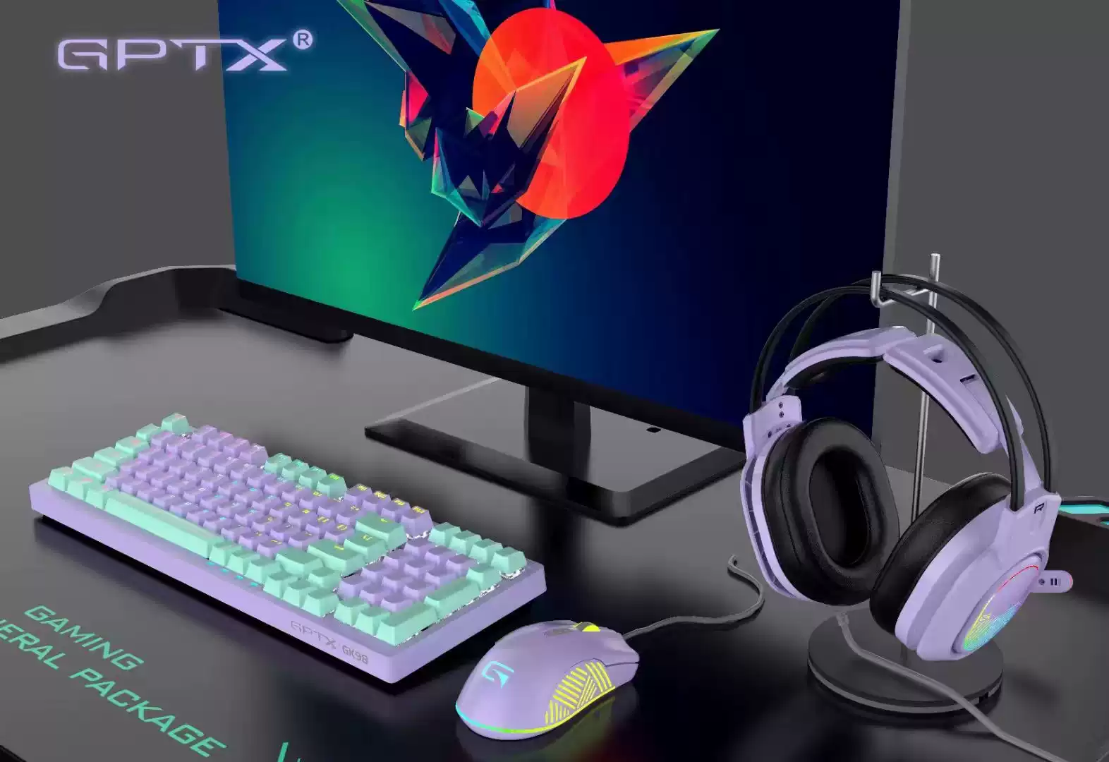 GPTX甲品GK98游戏电竞机械键盘混色键帽网吧同款98键LK1.7橙光轴