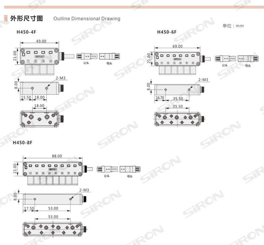 SIRON胜蓝4/6/8孔位Mini传感器防水接线盒LED指示灯H450系列-阿里巴巴